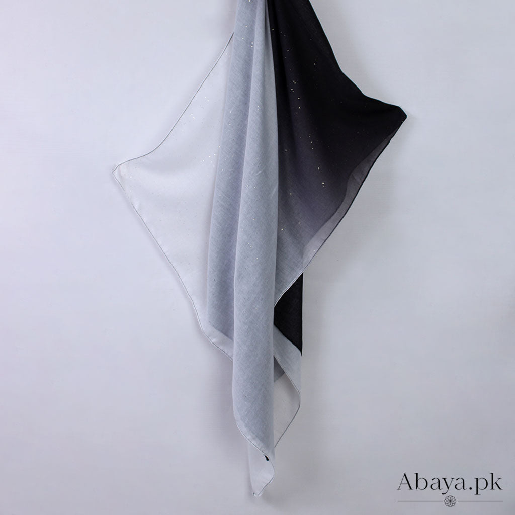 Ombre Lawn Hijab - (Black and White) – Abaya.pk