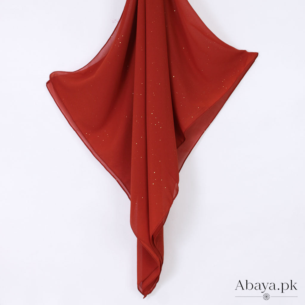 Gleam Chiffon Hijab - Rust – Abaya.pk