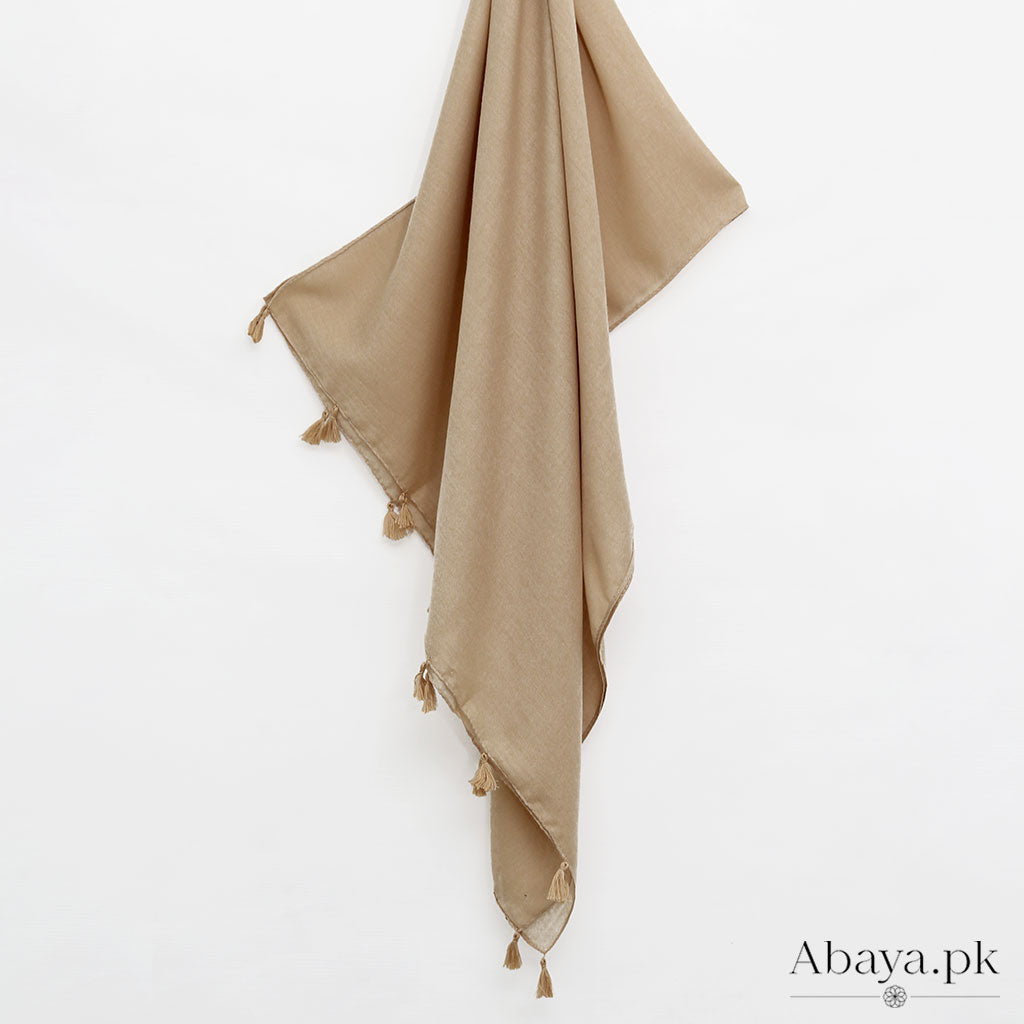 Cashmere Lawn Hijab - Khaki – Abaya.pk